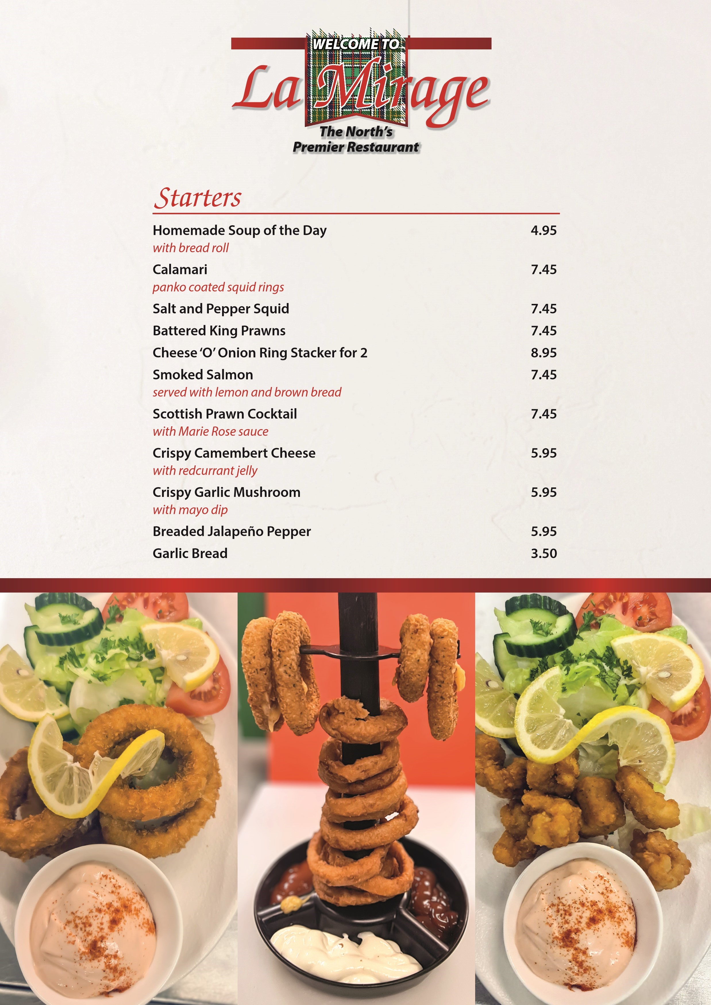 Menu – La Mirage