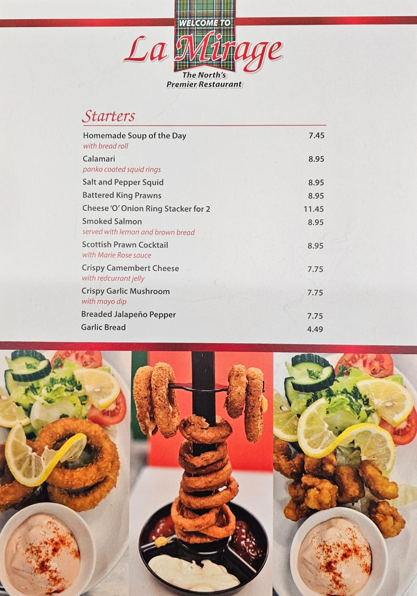 Menu – La Mirage