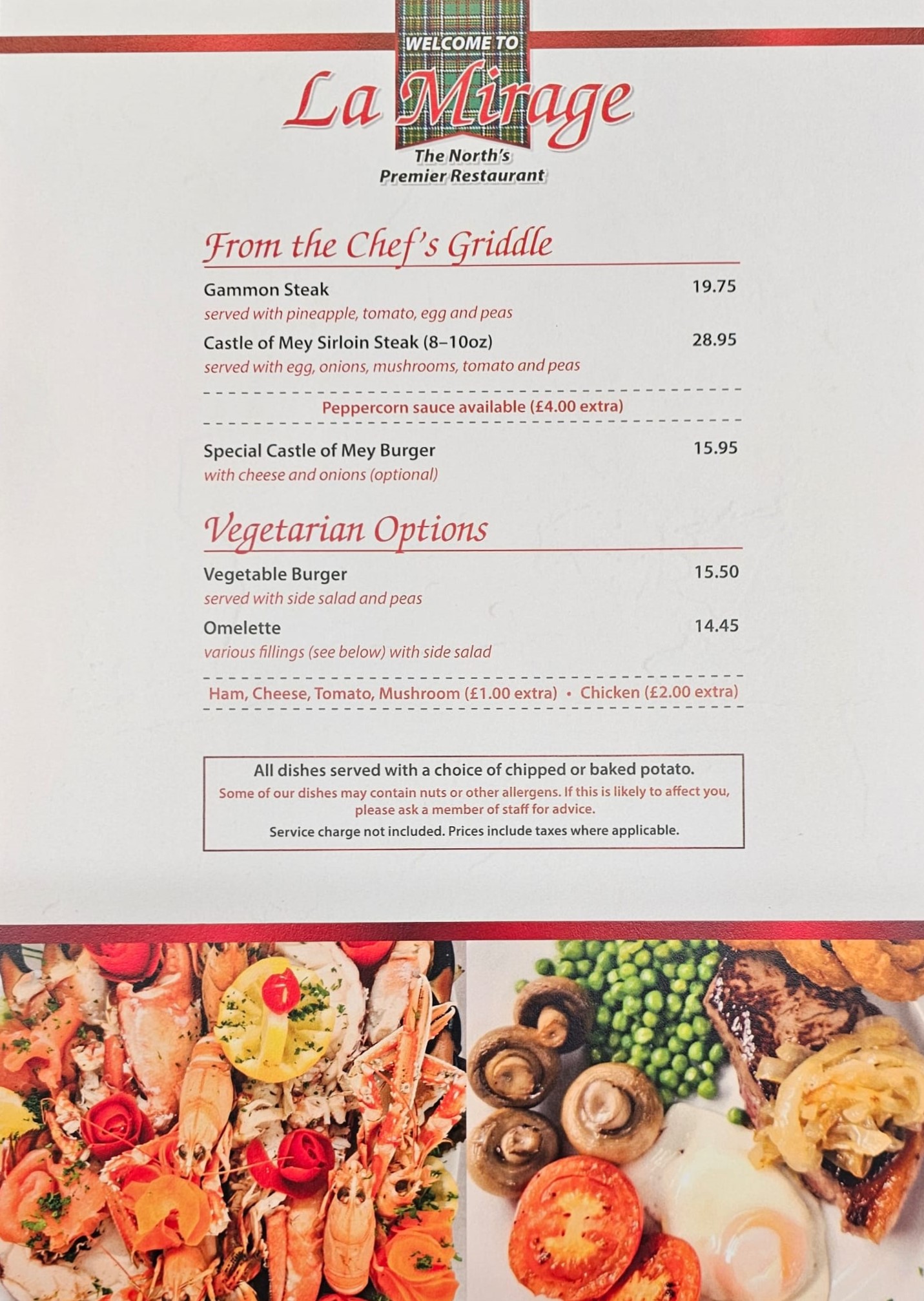 Menu – La Mirage